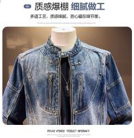 China Navy Daily Washed french workwear jacket wholesale Round Neck Long Sleeve Custom (JK771) for sale