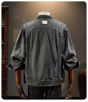 China Daily Army Green Round Neck mens casual leather jackets Fabric Hem Cotton 100% Custom (JK768) for sale
