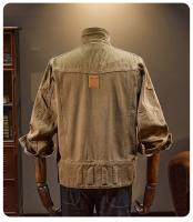 China Regular Khaki Daily Fabric Hem french workwear jacket wholesale Cotton 100% Long Sleeve Custom (JK763) for sale