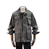 China Stand Collar Daily Army Green Fabric Hem mens casual leather jackets Cotton 100% Long Sleeve Custom (JK758) for sale