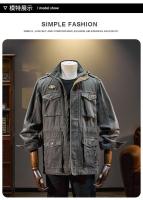 China Stand Collar Daily Army Green Fabric Hem mens casual leather jackets Cotton 100% Long Sleeve Custom (JK758) for sale