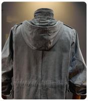 China Stand Collar Daily Army Green Fabric Hem mens casual leather jackets Cotton 100% Long Sleeve Custom (JK758) for sale