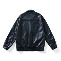 China Daily Ribbed Windproof faux leather jacket wholesale Ribbed Hem Long Sleeve Custom (YY-26016) for sale