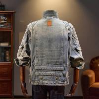 China Stealth Camo Green Daily Beading Fabric Hem french workwear jacket wholesale Stone Wash Long Sleeve Custom (JK764) for sale