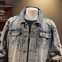 China Stealth Camo Green Daily Beading Fabric Hem french workwear jacket wholesale Stone Wash Long Sleeve Custom (JK764) for sale