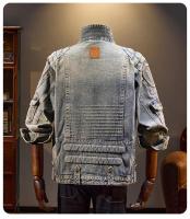 China Stealth Camo Green Daily Beading Fabric Hem french workwear jacket wholesale Stone Wash Long Sleeve Custom (JK764) for sale
