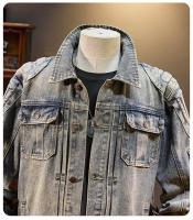 China Stealth Camo Green Daily Beading Fabric Hem french workwear jacket wholesale Stone Wash Long Sleeve Custom (JK764) for sale