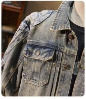 China Stealth Camo Green Daily Beading Fabric Hem french workwear jacket wholesale Stone Wash Long Sleeve Custom (JK764) for sale
