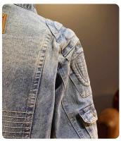 China Stealth Camo Green Daily Beading Fabric Hem french workwear jacket wholesale Stone Wash Long Sleeve Custom (JK764) for sale