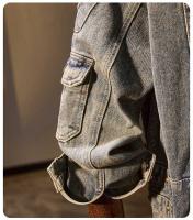 China Stealth Camo Green Daily Beading Fabric Hem french workwear jacket wholesale Stone Wash Long Sleeve Custom (JK764) for sale