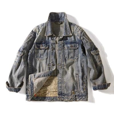 China Daily Ribbed Fabric Hem french workwear jacket wholesale Stone Wash Long Sleeve Custom (JK764) for sale