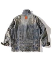 China Daily Ribbed Fabric Hem french workwear jacket wholesale Stone Wash Long Sleeve Custom (JK764) for sale