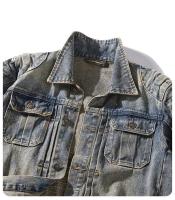 China Daily Ribbed Fabric Hem french workwear jacket wholesale Stone Wash Long Sleeve Custom (JK764) for sale