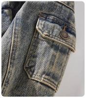 China Daily Ribbed Fabric Hem french workwear jacket wholesale Stone Wash Long Sleeve Custom (JK764) for sale