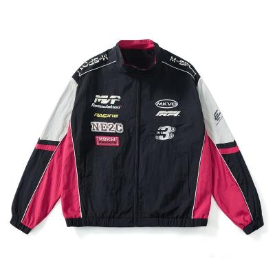 China Black Windproof Fabric Hem mens casual leather jackets Color Block Long Sleeve Custom (YY-1709) for sale