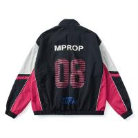 China Black Windproof Fabric Hem mens casual leather jackets Color Block Long Sleeve Custom (YY-1709) for sale