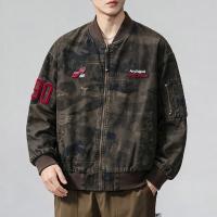 China Green Geometric Windproof mens casual leather jackets Round Neck Cotton 100% Custom (YY-1703) for sale