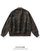 China Green Geometric Windproof mens casual leather jackets Round Neck Cotton 100% Custom (YY-1703) for sale