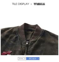 China Green Geometric Windproof mens casual leather jackets Round Neck Cotton 100% Custom (YY-1703) for sale