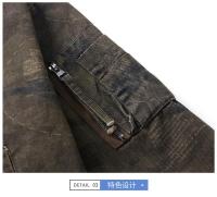China Green Geometric Windproof mens casual leather jackets Round Neck Cotton 100% Custom (YY-1703) for sale