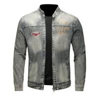 China Embroidered Youth Trend Long Sleeve mens denim jacket wholesale Lapel Collar Vintage Color Custom (JK539) for sale