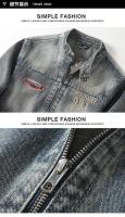 China Embroidered Youth Trend Long Sleeve mens denim jacket wholesale Lapel Collar Vintage Color Custom (JK539) for sale