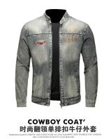 China Embroidered Youth Trend Long Sleeve mens denim jacket wholesale Lapel Collar Vintage Color Custom (JK539) for sale