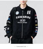 China Round Neck Fabric Hem White Black mens casual leather jackets Long Sleeve Autumn 2026 Custom (YY-26625) for sale
