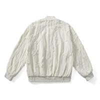 China Distressed Round Neck Fabric Hem mens casual leather jackets Black White Long Sleeve Custom (YY-26623) for sale