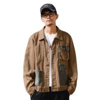 China Daily Fabric Hem Color Block mens casual leather jackets Cotton 100% Long Sleeve Custom (JK729) for sale