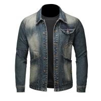 China Blue Long Sleeve Lapel Collar mens denim jacket wholesale Polyester 19% Urban Fashion Custom (JK529) for sale