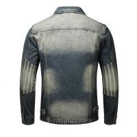 China Blue Long Sleeve Lapel Collar mens denim jacket wholesale Polyester 19% Urban Fashion Custom (JK529) for sale