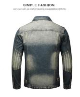 China Blue Long Sleeve Lapel Collar mens denim jacket wholesale Polyester 19% Urban Fashion Custom (JK529) for sale