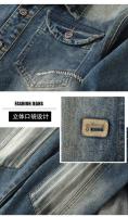 China Blue Long Sleeve Lapel Collar mens denim jacket wholesale Polyester 19% Urban Fashion Custom (JK529) for sale