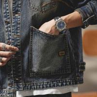China Regular Blue Daily Washed mens denim jacket wholesale Long Sleeve Lapel Collar Custom (JK529) for sale
