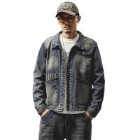 China Regular Blue Daily Washed mens denim jacket wholesale Long Sleeve Lapel Collar Custom (JK529) for sale
