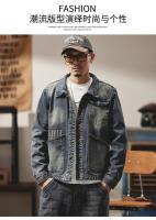 China Regular Blue Daily Washed mens denim jacket wholesale Long Sleeve Lapel Collar Custom (JK529) for sale