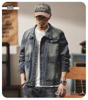 China Regular Blue Daily Washed mens denim jacket wholesale Long Sleeve Lapel Collar Custom (JK529) for sale