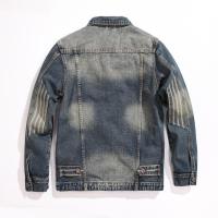 China Polyester 19% Blue Daily Washed mens denim jacket wholesale Long Sleeve Lapel Collar Custom (JK529) for sale