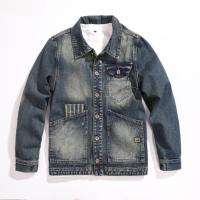 China Polyester 19% Blue Daily Washed mens denim jacket wholesale Long Sleeve Lapel Collar Custom (JK529) for sale