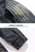 China Polyester 19% Blue Daily Washed mens denim jacket wholesale Long Sleeve Lapel Collar Custom (JK529) for sale
