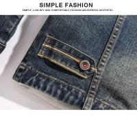China Polyester 19% Blue Daily Washed mens denim jacket wholesale Long Sleeve Lapel Collar Custom (JK529) for sale