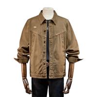 China Lapel Collar Daily Army Green Fabric Hem mens casual leather jackets Cotton 100% Long Sleeve Custom (JK756) for sale