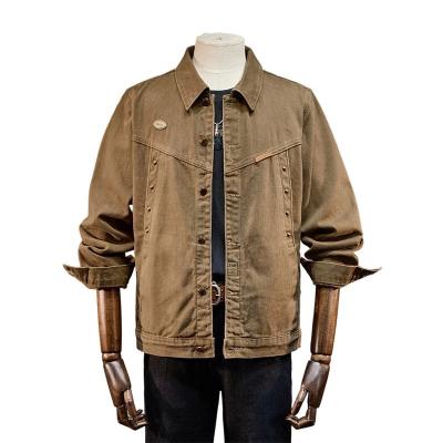 China Lapel Collar Daily Army Green Fabric Hem mens casual leather jackets Cotton 100% Long Sleeve Custom (JK756) for sale