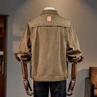 China Lapel Collar Daily Army Green Fabric Hem mens casual leather jackets Cotton 100% Long Sleeve Custom (JK756) for sale