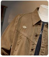China Lapel Collar Daily Army Green Fabric Hem mens casual leather jackets Cotton 100% Long Sleeve Custom (JK756) for sale