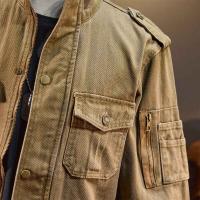 China Loose Fit Daily Fabric Hem Cotton 100% french workwear jacket wholesale Long Sleeve Multi Pocket Custom (JK757) for sale