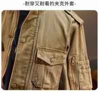 China Loose Fit Daily Fabric Hem Cotton 100% french workwear jacket wholesale Long Sleeve Multi Pocket Custom (JK757) for sale