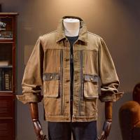 China Lapel Collar Daily Fabric Hem Color Block mens casual leather jackets Cotton 100% Long Sleeve Custom (JK750) for sale