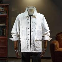 China White Daily Washed french workwear jacket wholesale Fabric Hem Cotton 100% Custom (JK739) for sale